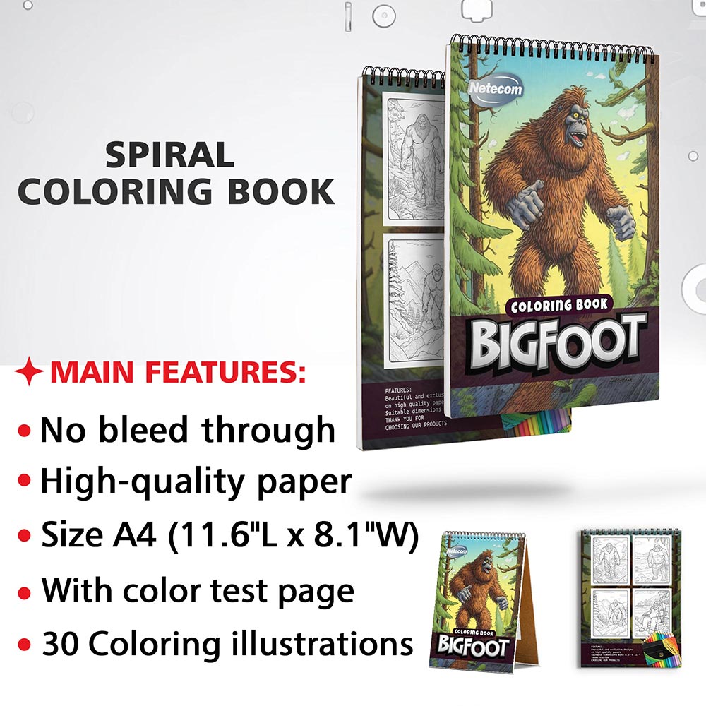 Netecom Bigfoot Coloring Book for Adults, Spiral Bound, Soft Cover ...