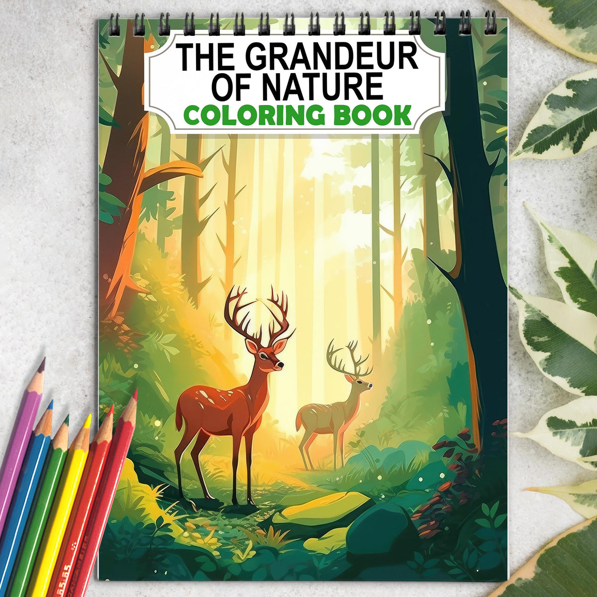 The Grandeur of Nature Spiral Coloring Book: 30 Captivating Coloring P ...