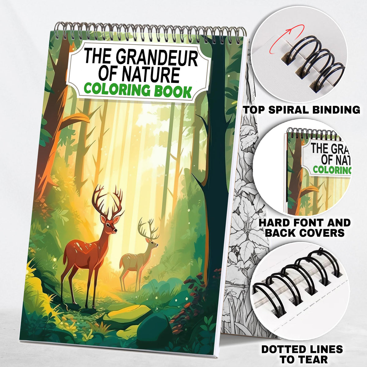 The Grandeur of Nature Spiral Coloring Book: 30 Captivating Coloring P ...