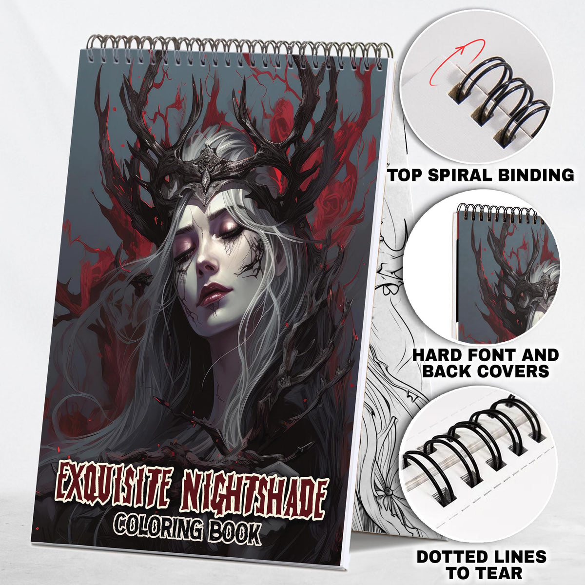 Exquisite Nightshade Spiral Bound Coloring Book: 30 Exquisite Nightsha ...