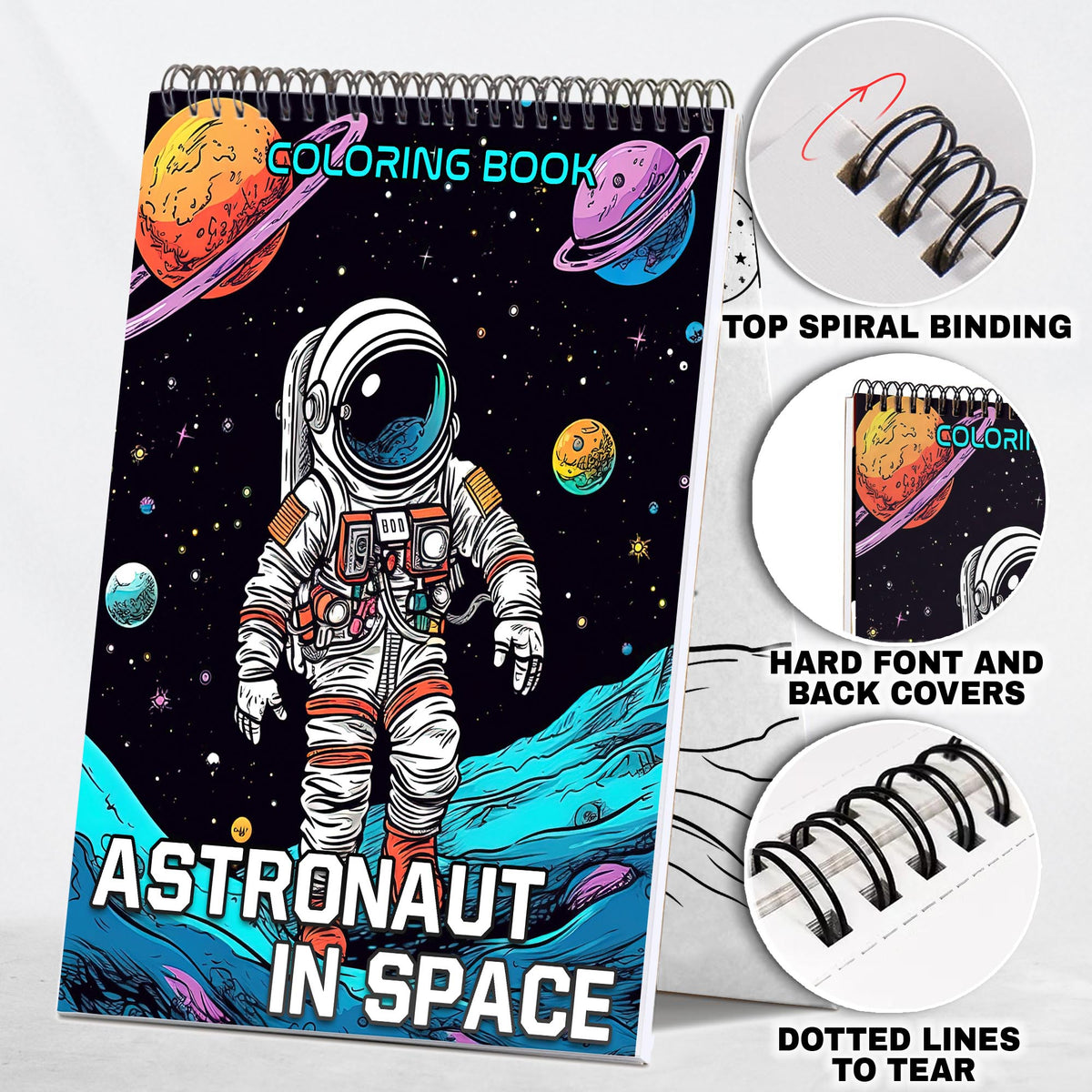 Astronaut In Space Spiral Coloring Book: 30 Fascinating Coloring Pages ...