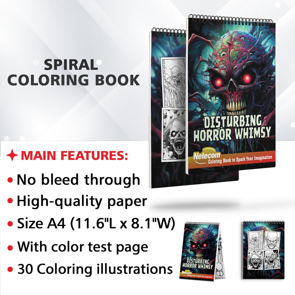 Disturbing Horror Whimsy Spiral Bound Coloring Book, Dive into the Dar ...