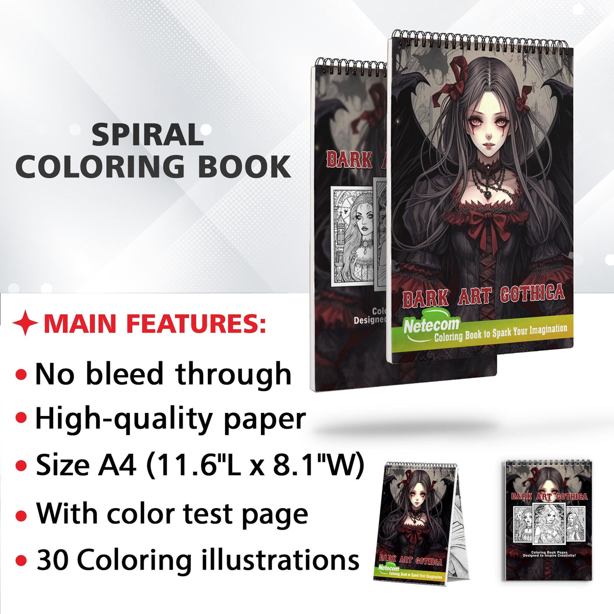 Dark Art Gothica Spiral Bound Coloring Book, Unleash Your Artistic Tal ...