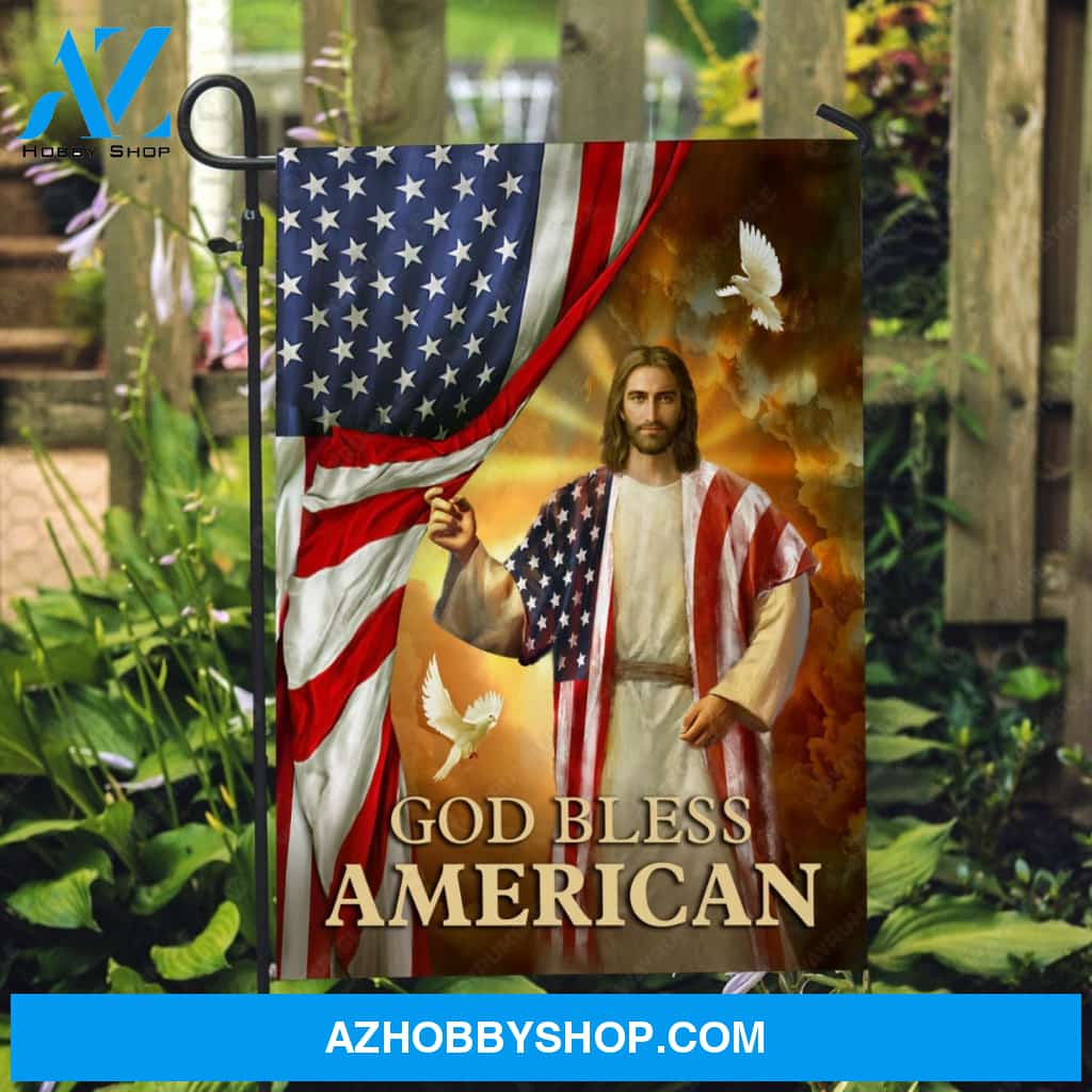 Jesus Christ, White doves, USA flag, Heaven light, God bless American ...