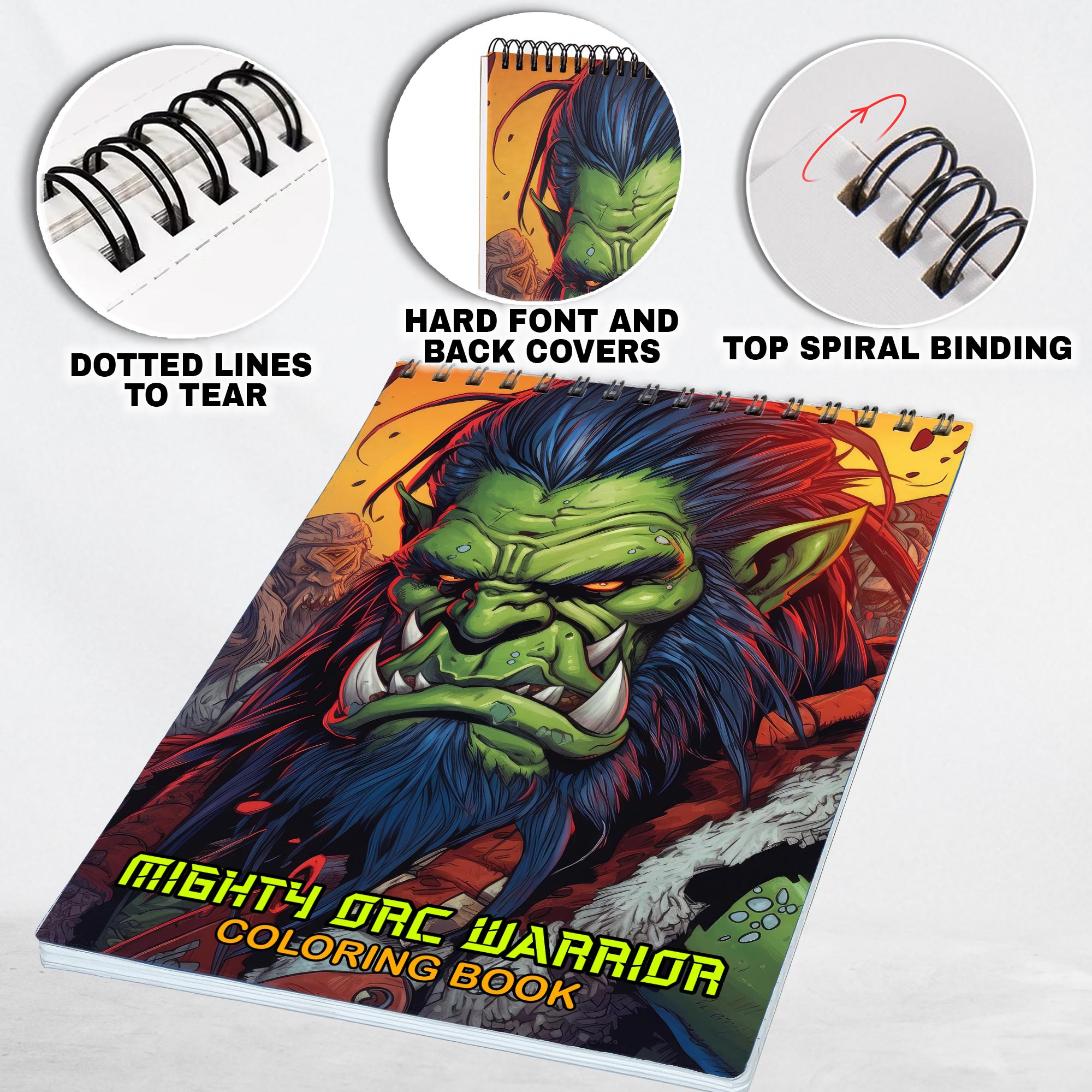 Mighty Orc Warrior Spiral Coloring Book: 30 Captivating Coloring Pages ...
