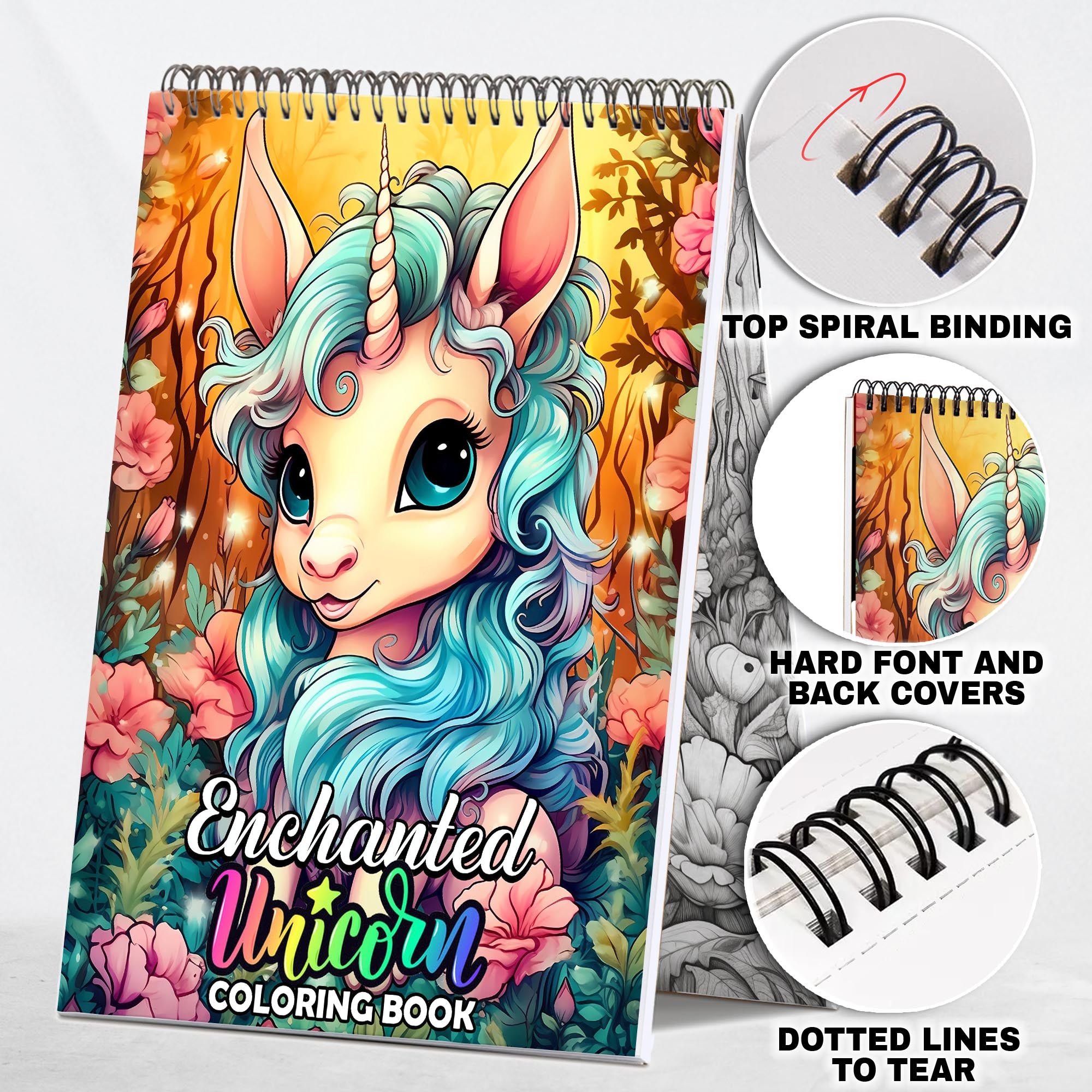 Enchanted Unicorn Spiral Bound Coloring Book: 30 Exquisite Enchanted U ...