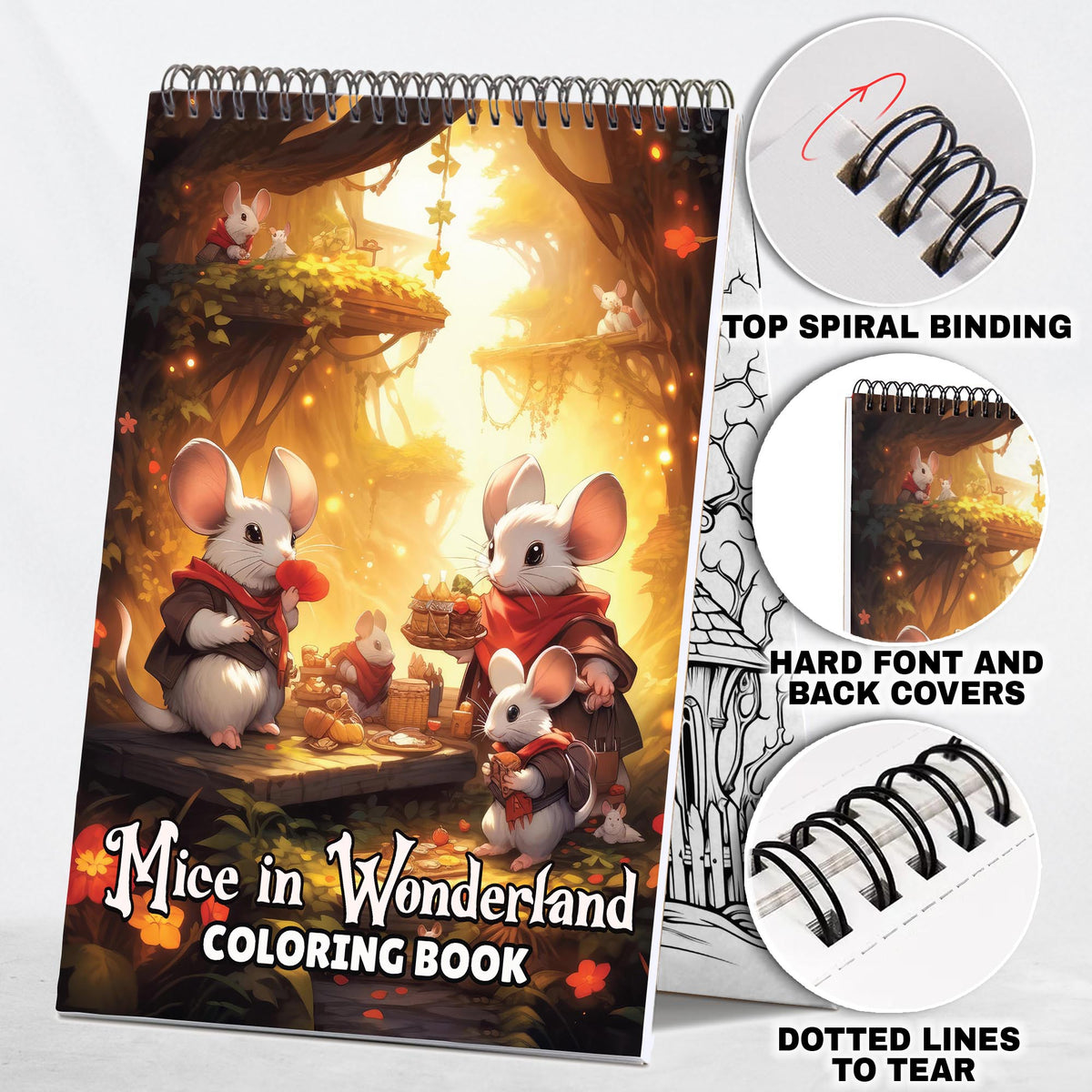 Mice in Wonderland Spiral Bound Coloring Book: 30 Artistic Coloring Pa ...
