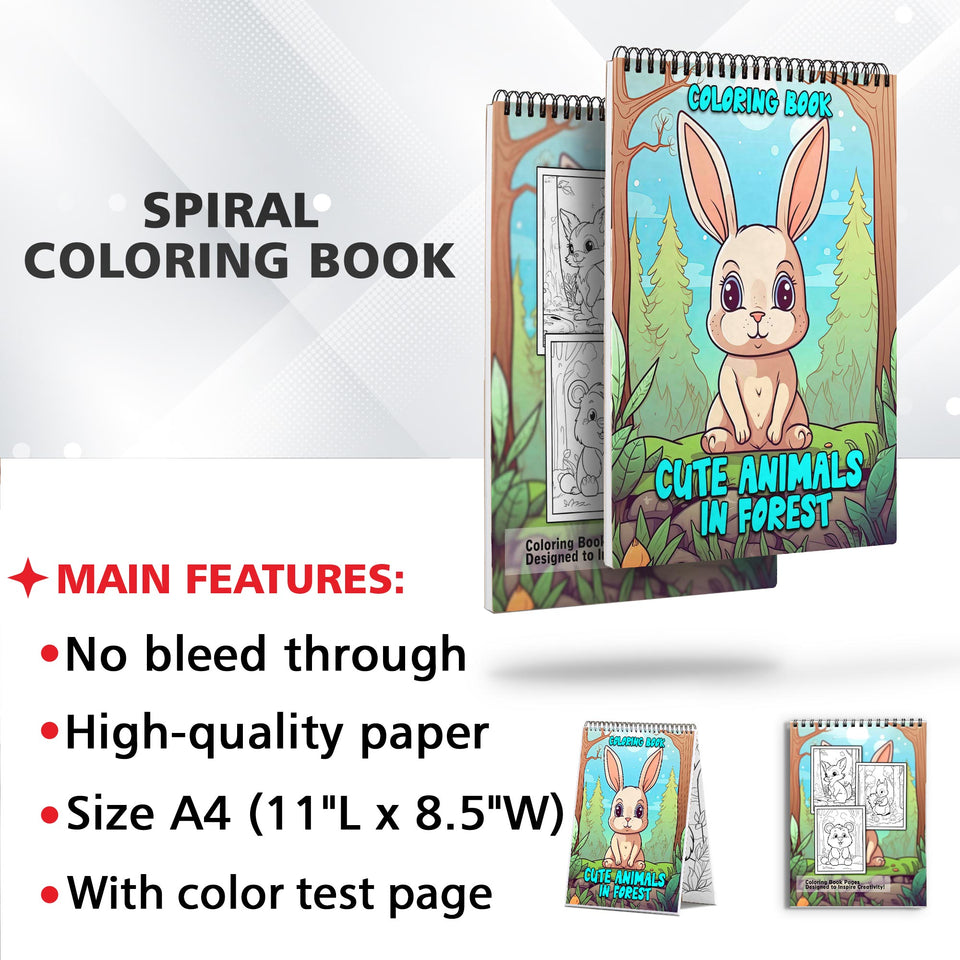 Cute Animals in forest Coloring Book: Unlock the Magic of 30 Coloring ...