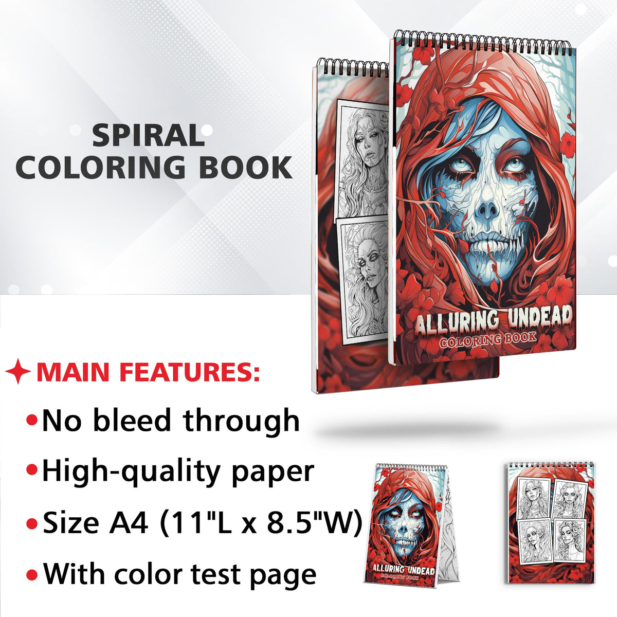 Alluring Undead Spiral-Bound Coloring Book: 30 Charming Coloring Pages ...