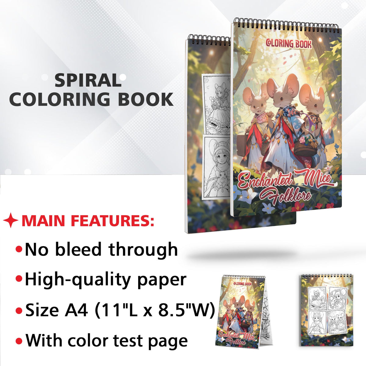 Enchanted Mice Folklore Spiral Bound Coloring Book: 30 Captivating Col ...