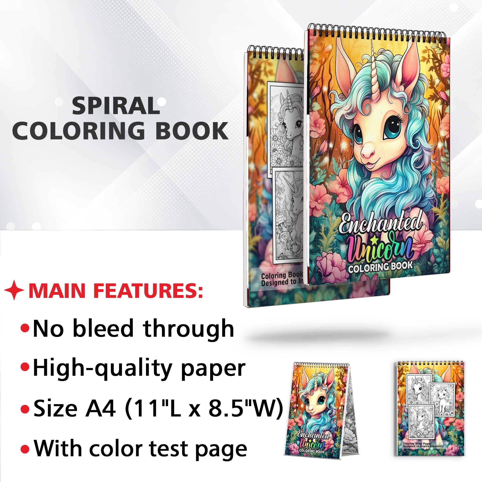Enchanted Unicorn Spiral Bound Coloring Book: 30 Exquisite Enchanted U ...