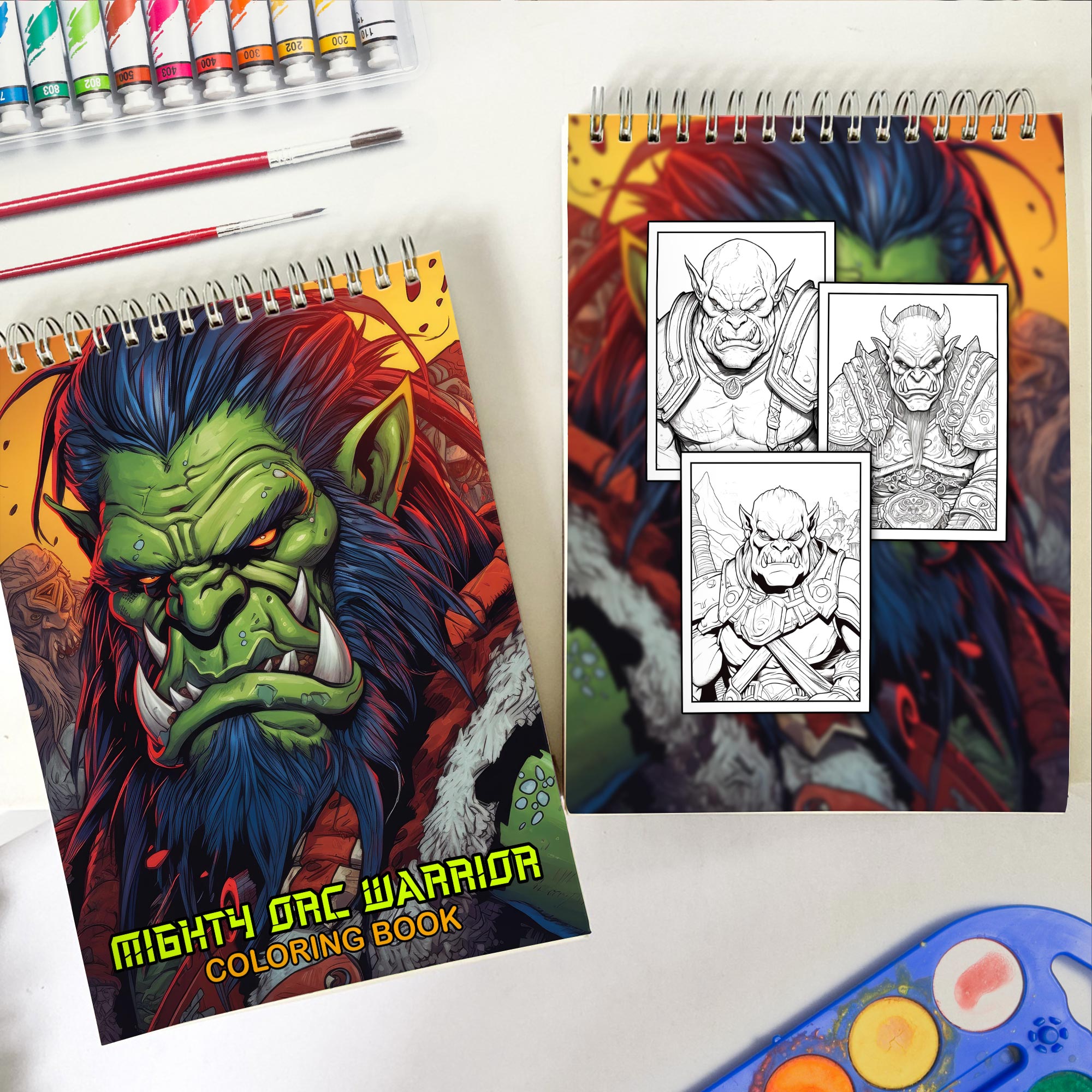 Mighty Orc Warrior Spiral Coloring Book: 30 Captivating Coloring Pages ...