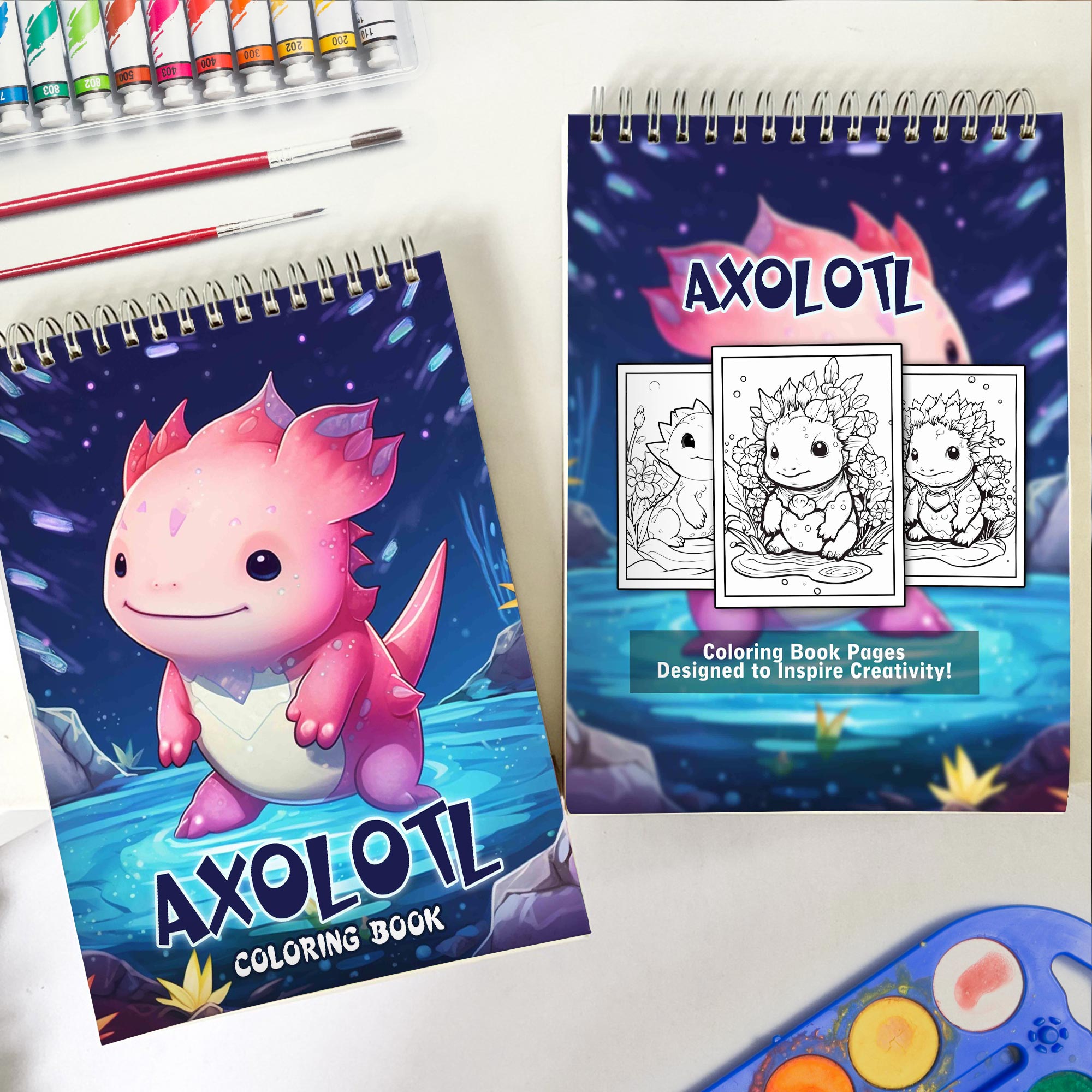 Axolotl Spiral Coloring Book: 30 Serene Coloring Pages, Inviting You t ...