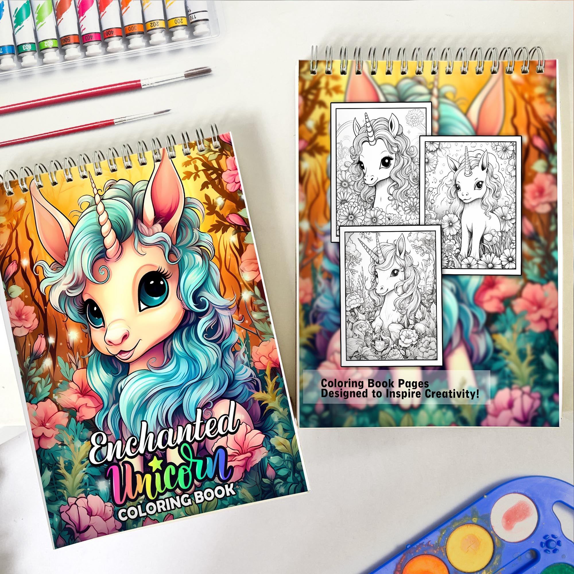 Enchanted Unicorn Spiral Bound Coloring Book: 30 Exquisite Enchanted U ...