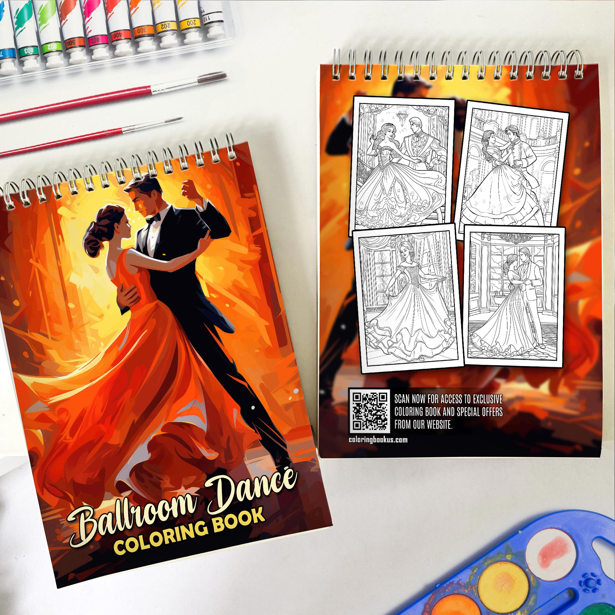 Ballroom Dance Spiral Coloring Book: 30 Whimsical Coloring Pages of Ba ...