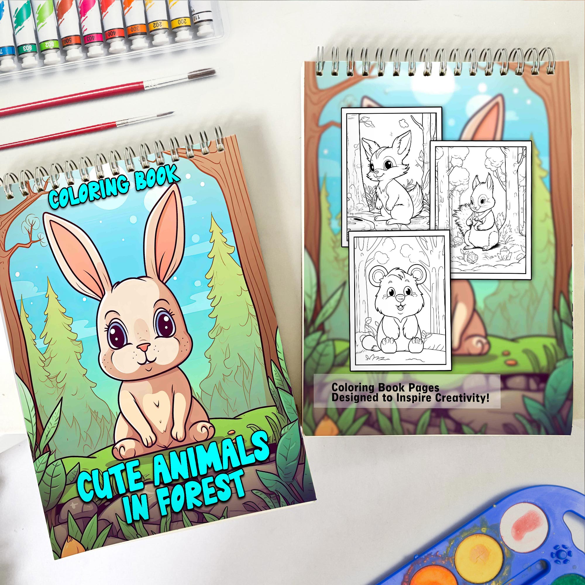 Cute Animals in forest Coloring Book: Unlock the Magic of 30 Coloring ...