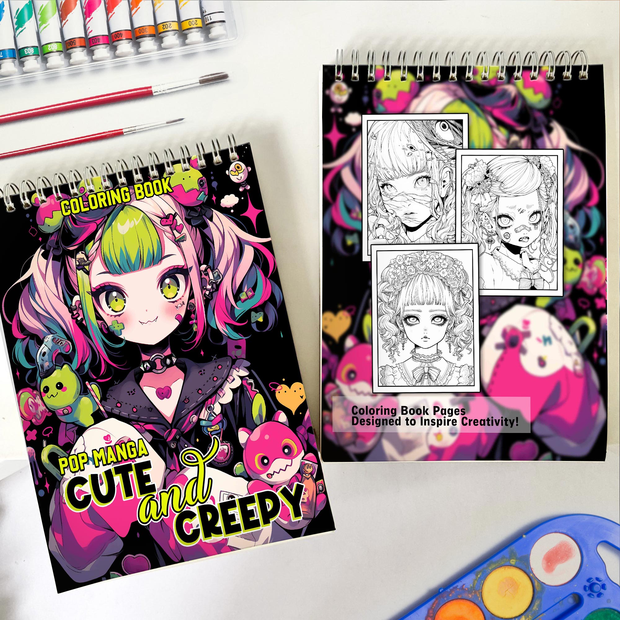 Pop Manga Cute And Creepy Coloring Book: Embrace the Artistic Journey ...