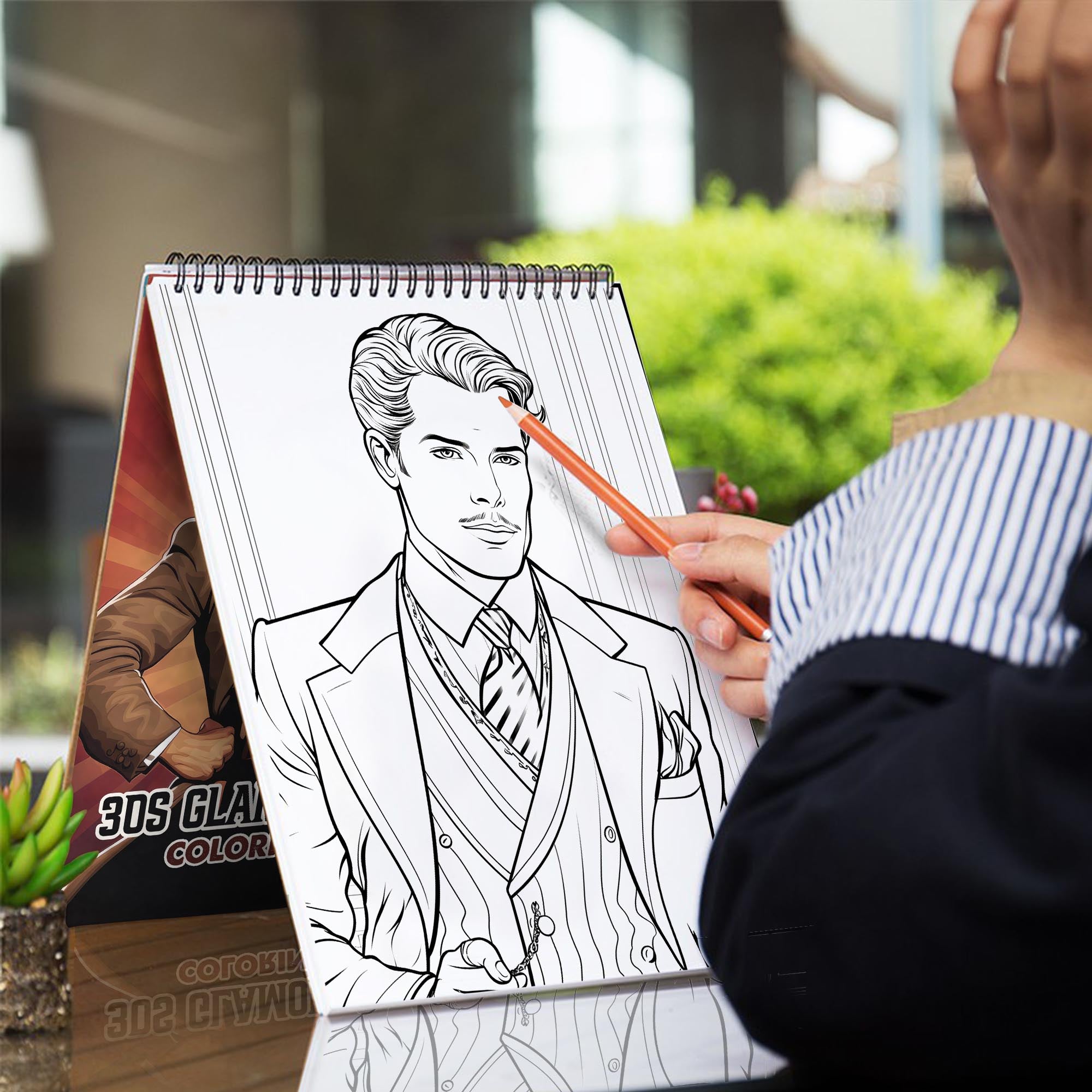 30s Glamorous Men Spiral Bound Coloring Book: 30 Glamorous Men Colorin ...