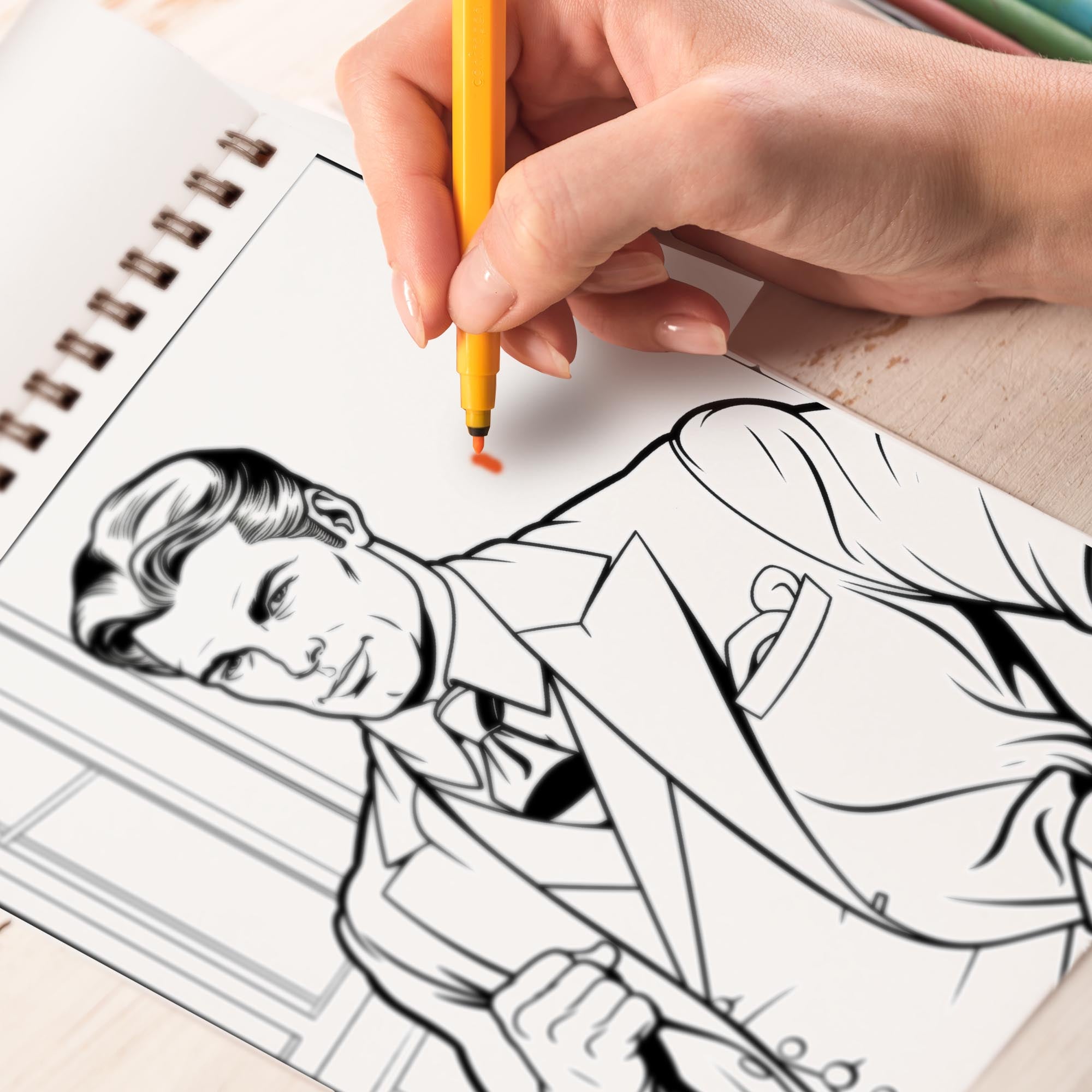 30s Glamorous Men Spiral Bound Coloring Book: 30 Glamorous Men Colorin ...