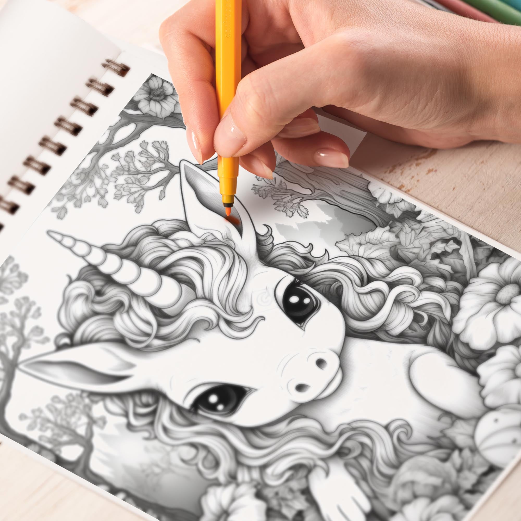Enchanted Unicorn Spiral Bound Coloring Book: 30 Exquisite Enchanted U ...