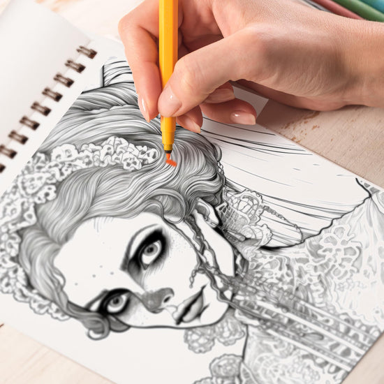 Horror Bride Spiral Coloring Book: 30 Charming Horror Bride Coloring P ...