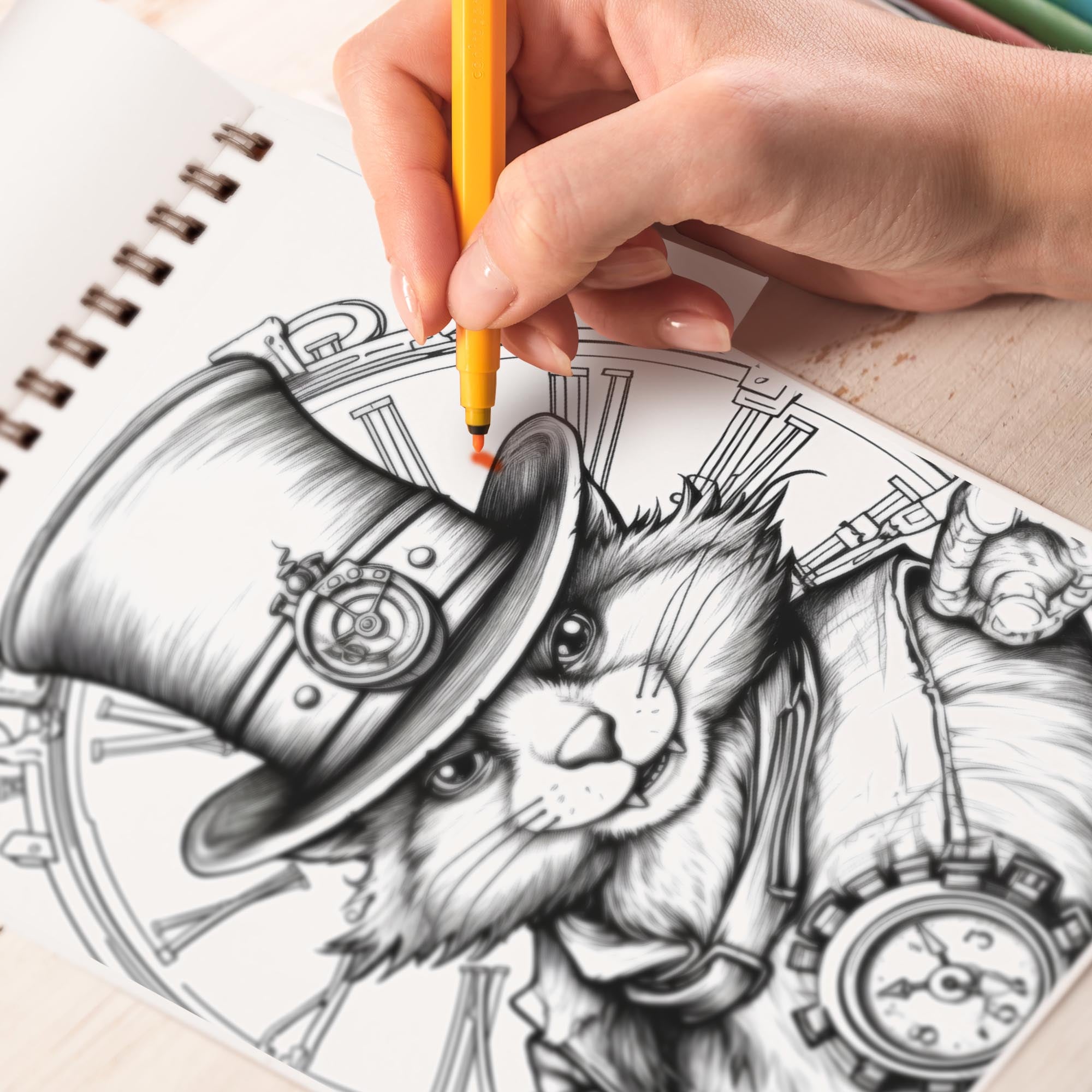 Aetherclockpunk Animals Spiral Coloring Book: 30 Exquisite Aether Cloc ...