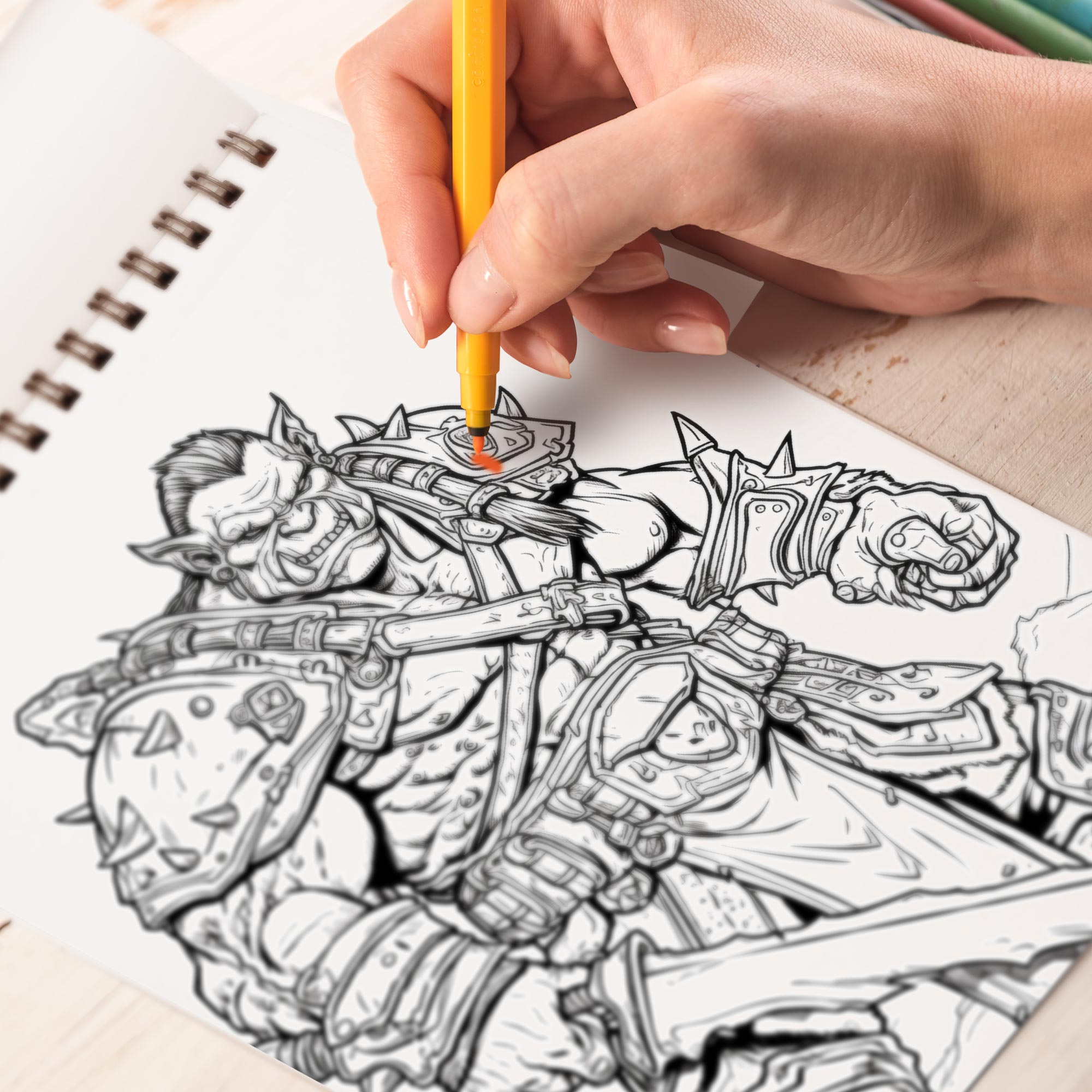 Mighty Orc Warrior Spiral Coloring Book: 30 Captivating Coloring Pages ...