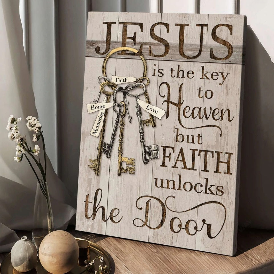 Old keys, Vintage door, Jesus is the key to heaven - Matte Canvas ...