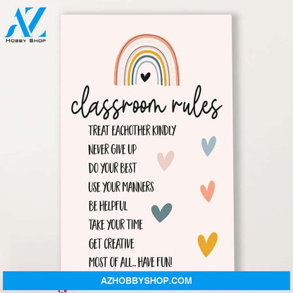 Teacher Classroom Canvas Classroom Rules, Student Wall Art Back to ...